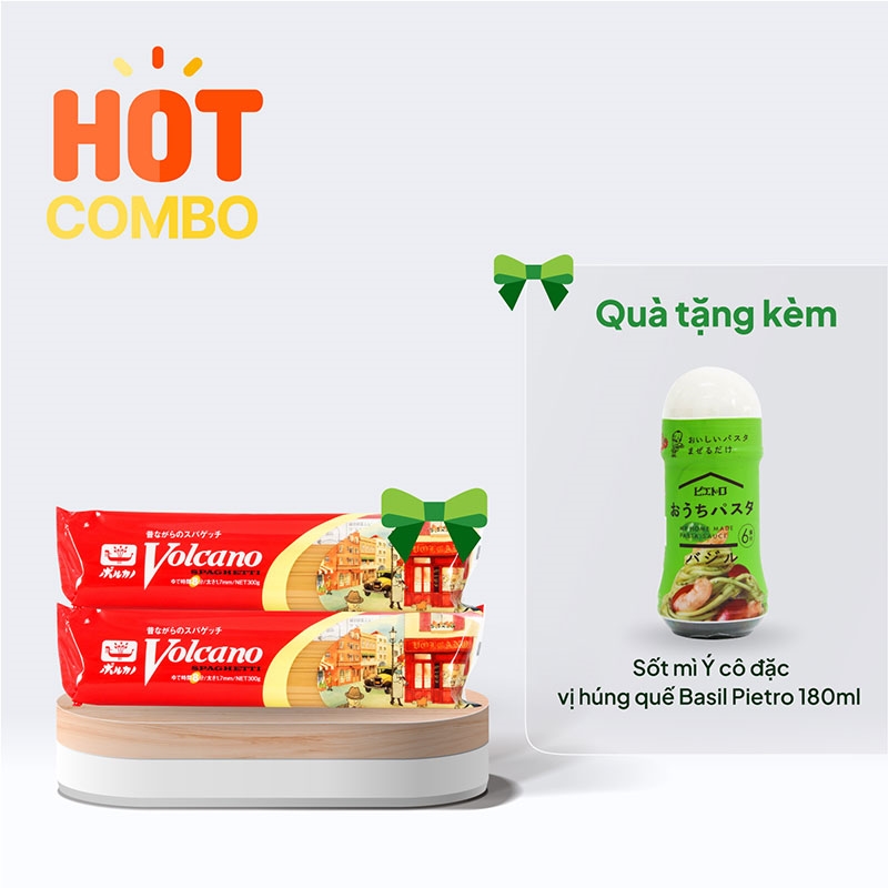 Combo siêu hời mua 1 tặng 1 Mì Ý Spaghetti Volcano 300g kèm Sốt mì Ý cô ...